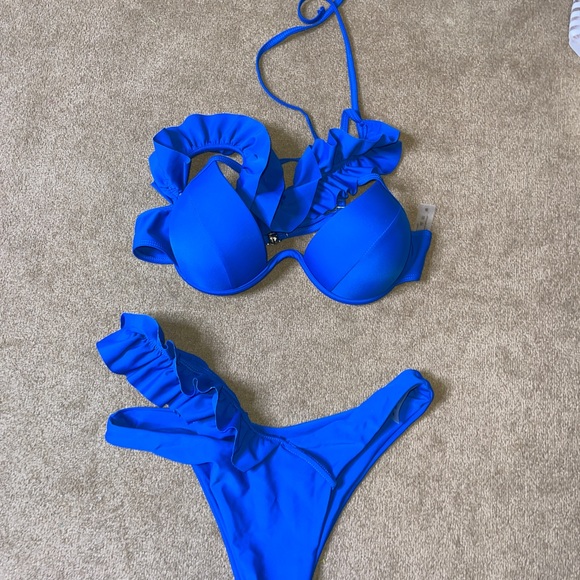 Swim | Royal Blue Ruffle Bikini | Poshmark
